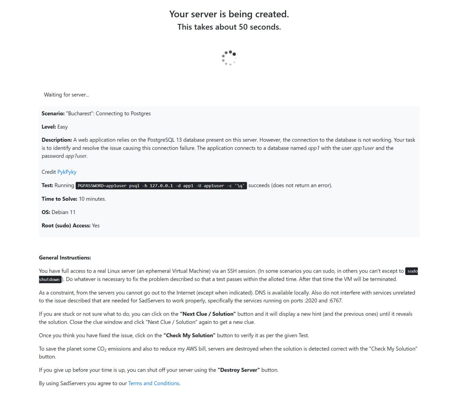 無料のLinuxのトラブルシューティング練習サイト「sadservers.com」 | 運用エンジニアの覚え書き